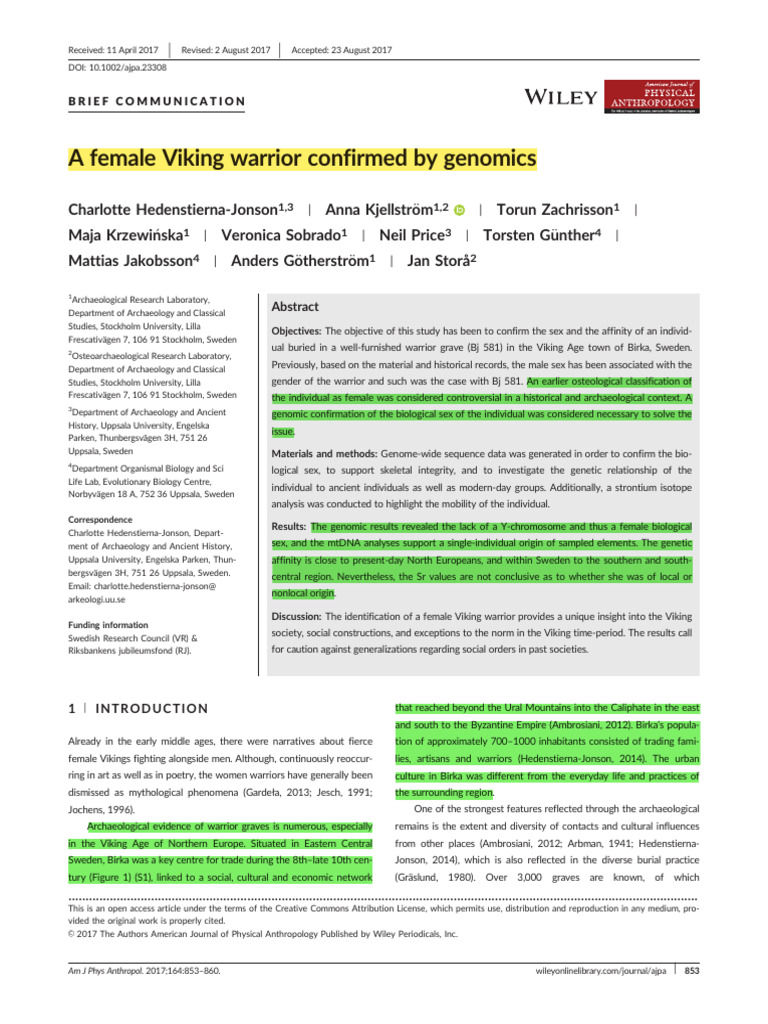 American J Phys Anthropol - 2017 - Hedenstierna Jonson - A Female ...