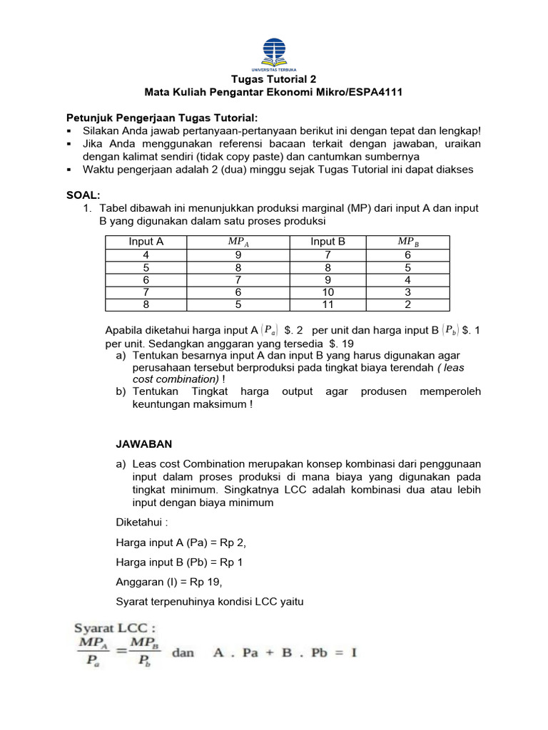 Tugas 2 Ekonomi Mikro | PDF