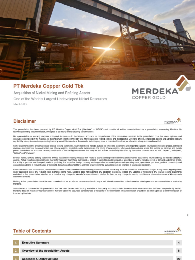 MDKA - 2022 03 - Nickel Presentation March 2022 | PDF | Nickel | Cobalt