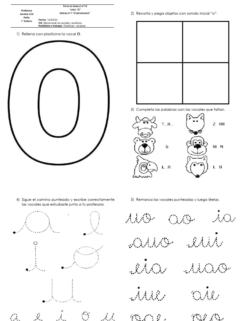 Actividades para aprender la vocal O | PDF