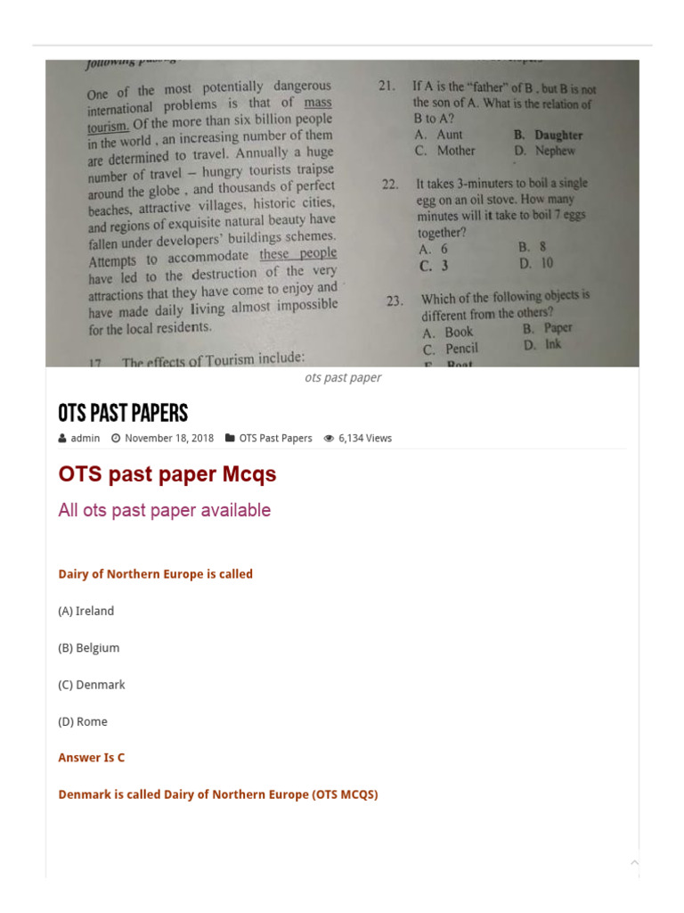 OTS Past Papers | PDF | Cricket