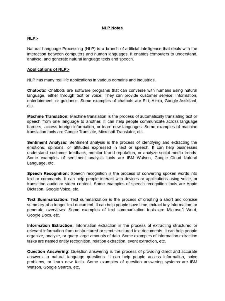 NLP Notes | PDF | Syntax | Speech Recognition