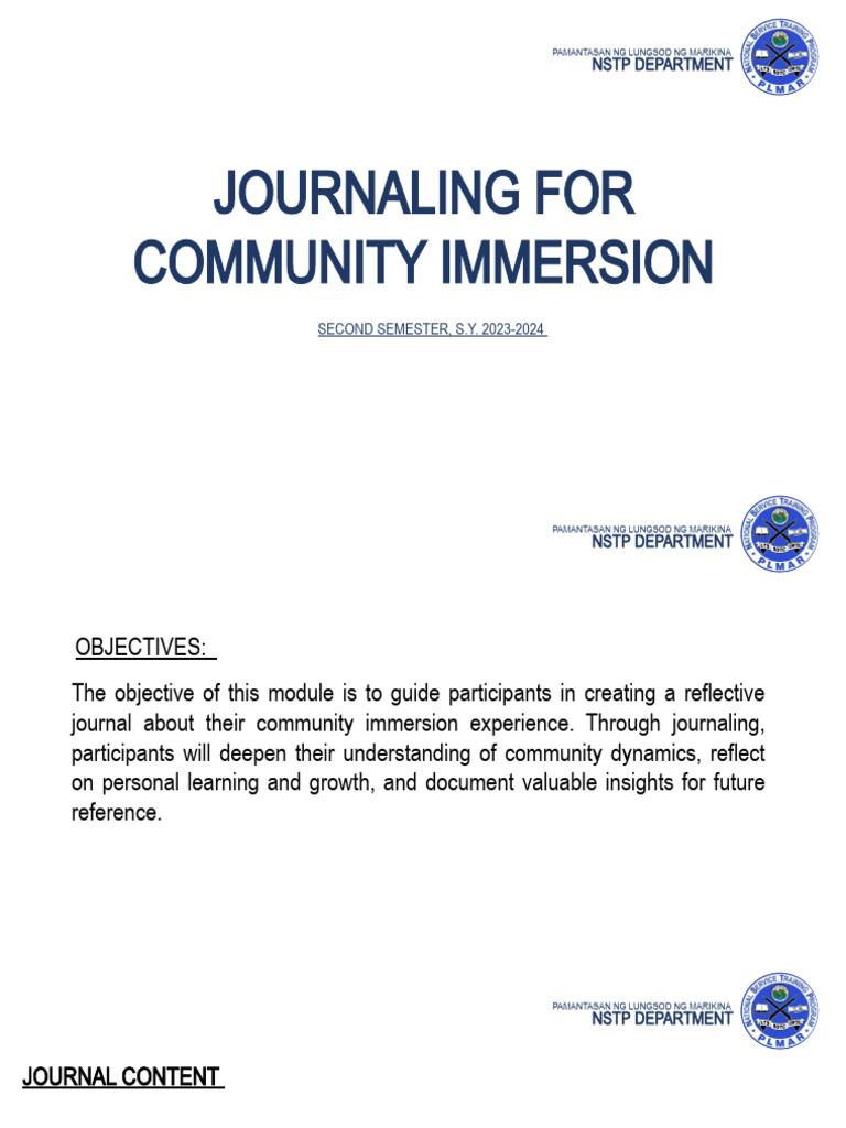 Community Immersion Journaling Guide | PDF | Experience | Community