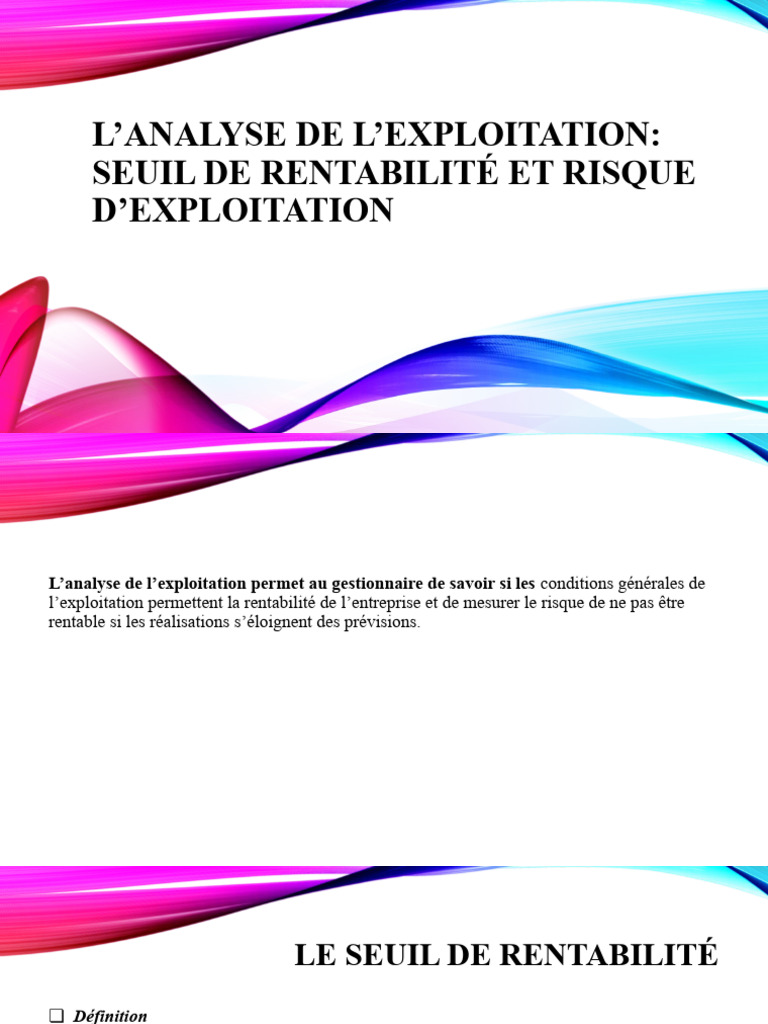 L'analyse de L'exploitation Et Seuil de Rentabilité | PDF | Business | Économie