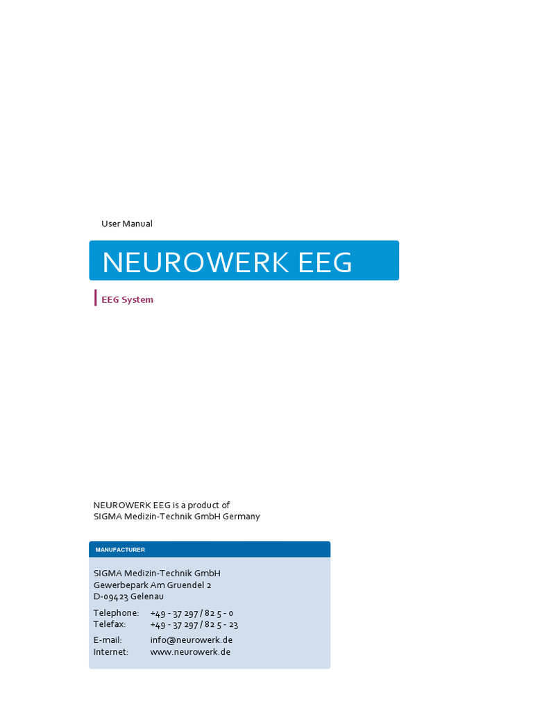 NEUROWERK EEG Manual Enu 20161018 | PDF | Electrostatic Discharge ...