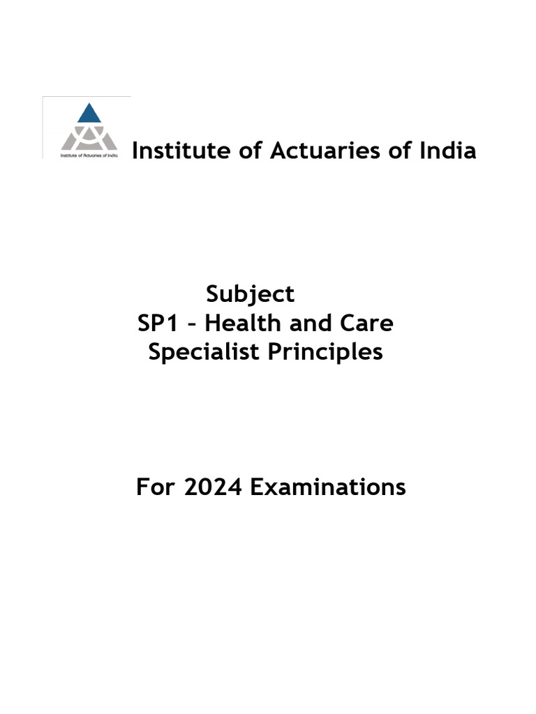 IAI SP1 Syllabus 2024 | PDF | Insurance | Risk Management