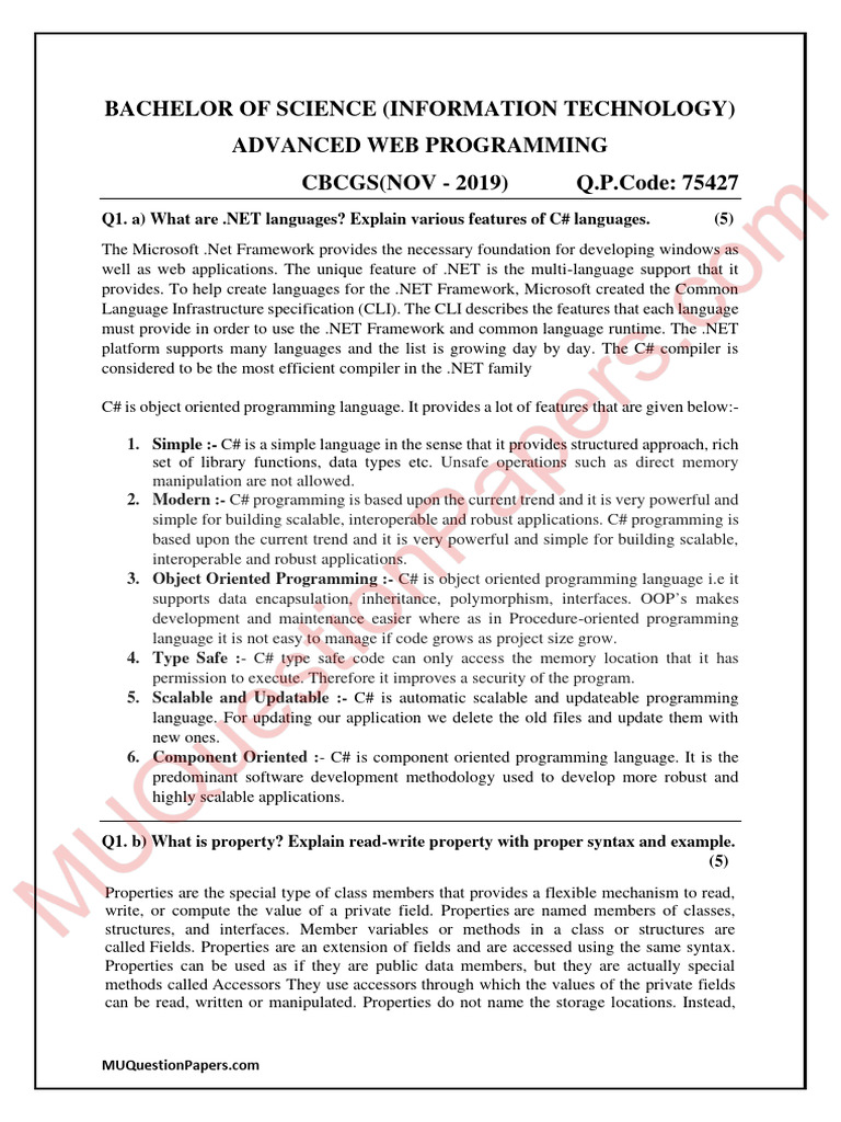 Science - BSC Information Technology - Semester 5 - 2019 - November ... Science - BSC Information Technology - Semester 5 - 2019 - November ...