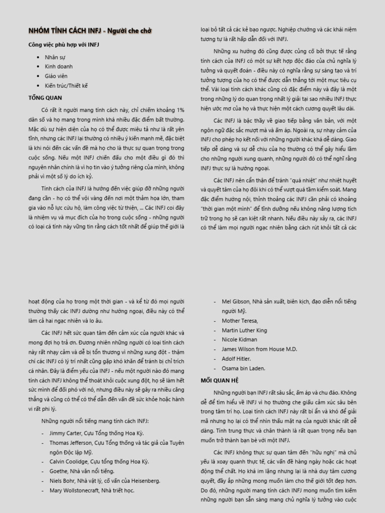 PH M M NH Cư NG - Mbti Infj Type | PDF