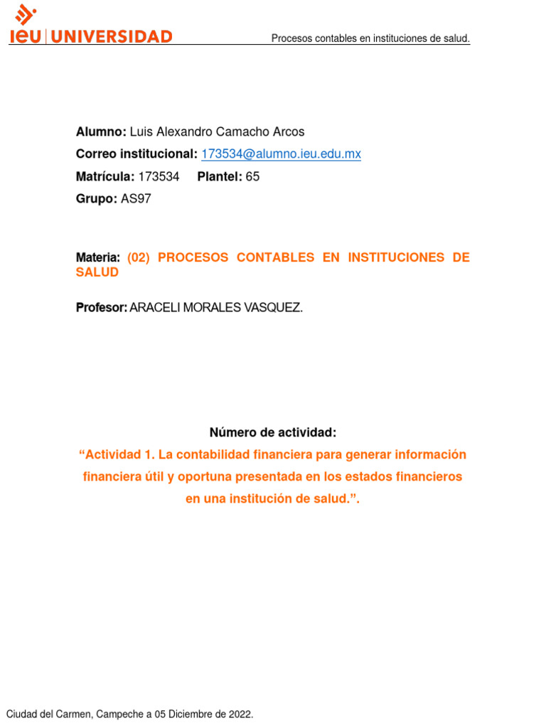 Actividad 1 Luis Alexandro Camacho Arcos | PDF | Contabilidad ...
