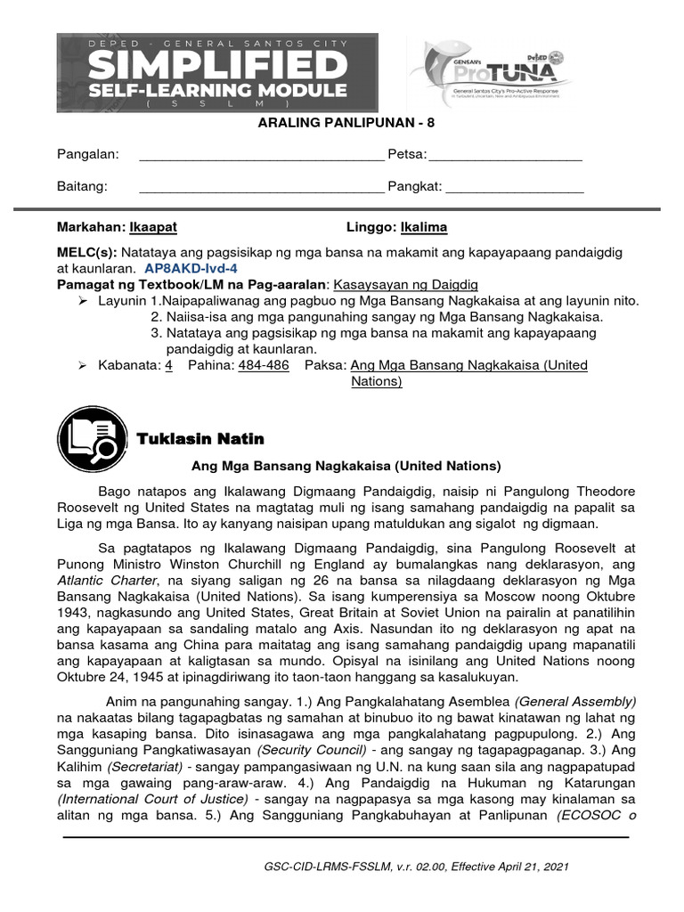 AP 8 q4 Week 5 SSLM 1 | PDF