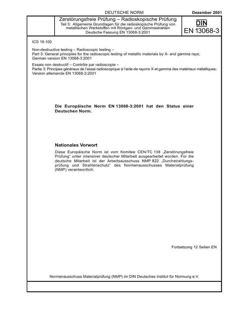 Din en 13068-3 - NDT - Radioscopic Testing - PT 3 General Principles ...