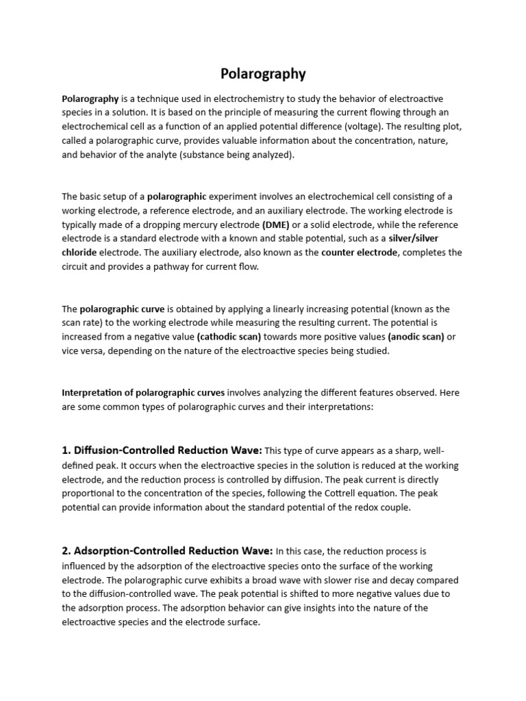 Polarographyand Interpretation of Polarographic Curve | PDF | Redox ...