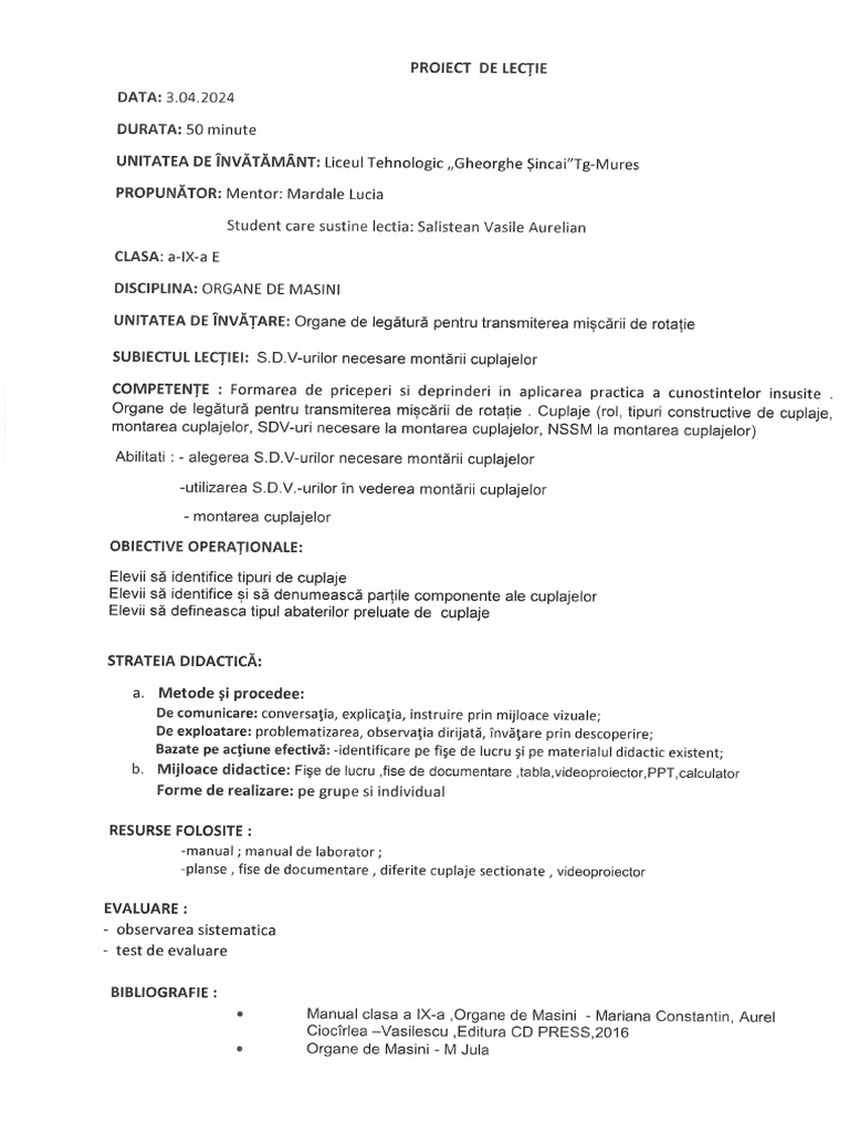 Proiect de Lectie 3 | PDF