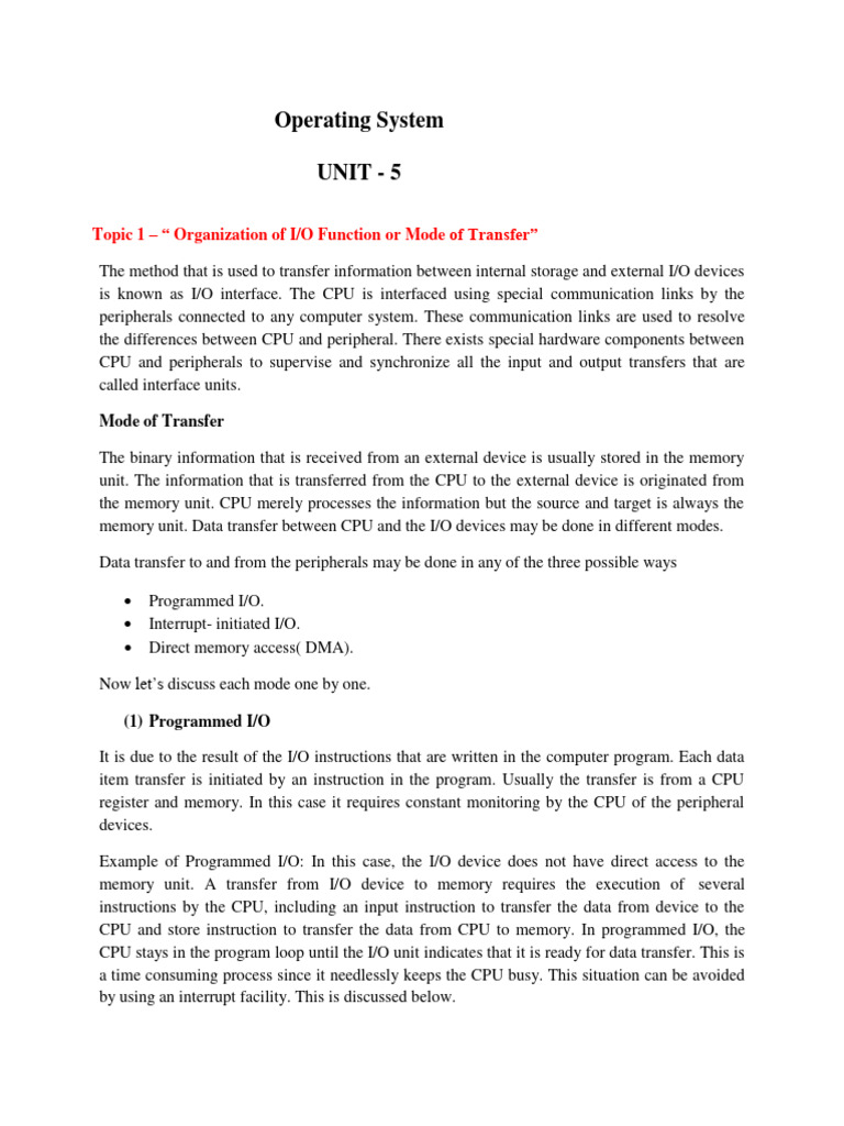 Os Unit-5 | Download Free PDF | Input/Output | Computer File
