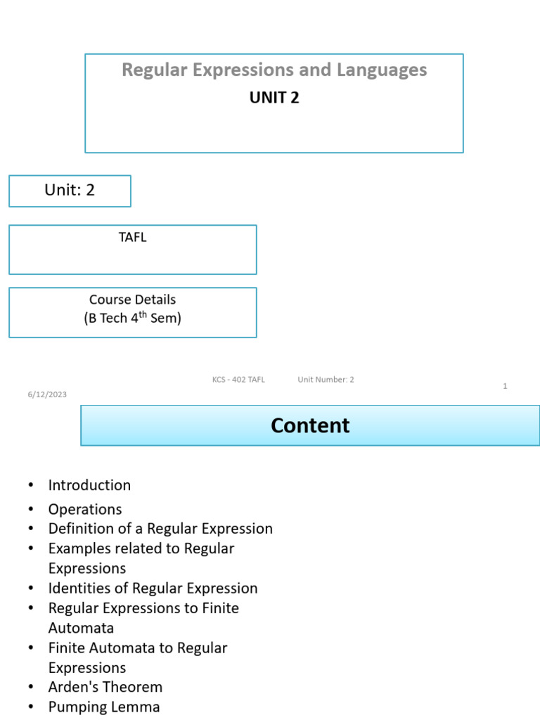 Unit 2 TAFL | PDF | Mathematical Logic | Formalism (Deductive)