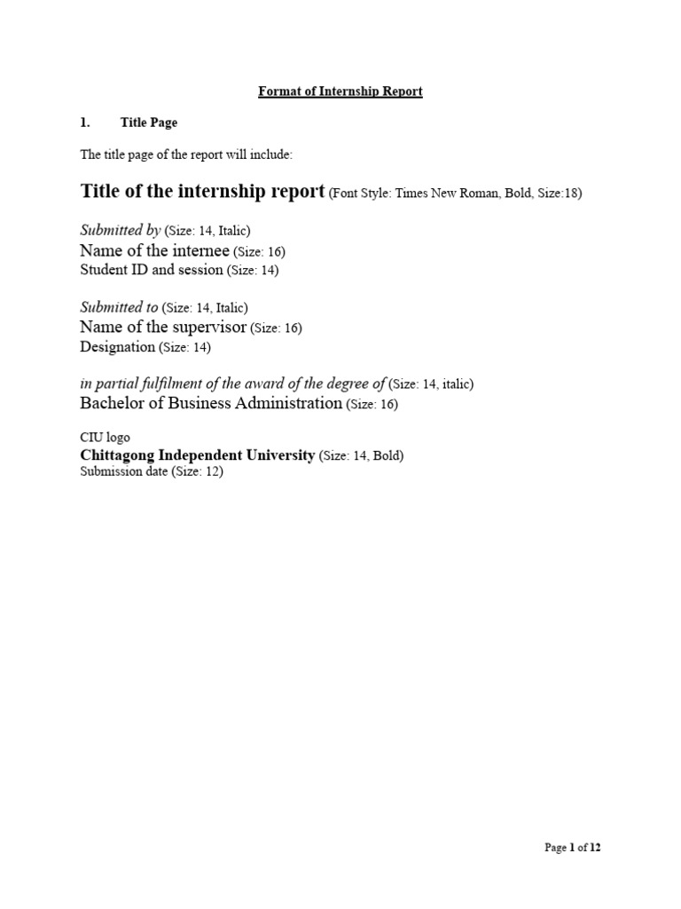 BBA Internship Report Format - Edited On Feb 26, 2024 | PDF | Websites ...