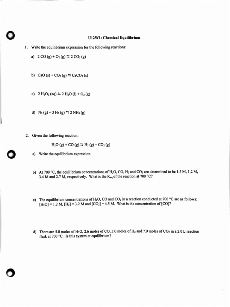 WS - Chemical Equilibrium | PDF WS - Chemical Equilibrium | PDF