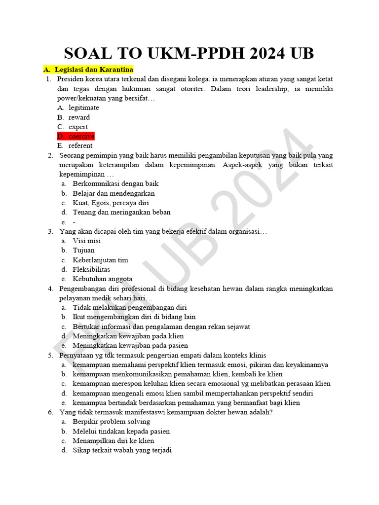 Ub - Gabungan Soal To Ukm-Ppdh 2024 | PDF