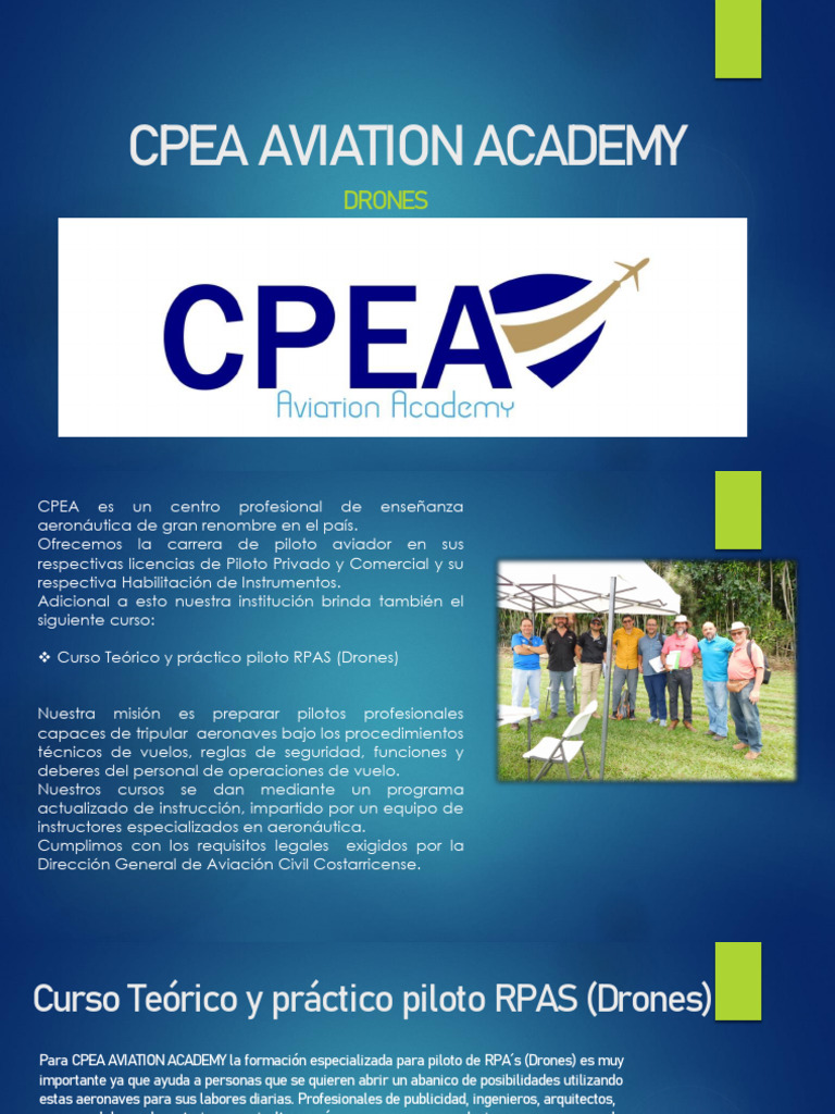 Información 2023 Cpea Aviation Academy Drones Rpas | PDF | Vehículo ...