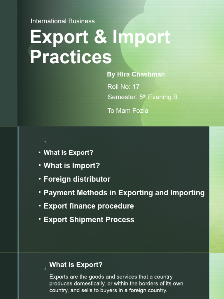 Export & Import Practices | PDF | Textiles | Exports