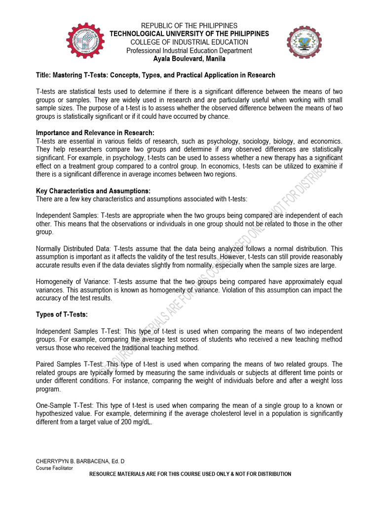 Mastering T-Tests (Concepts, Types, and Practical Application in ...