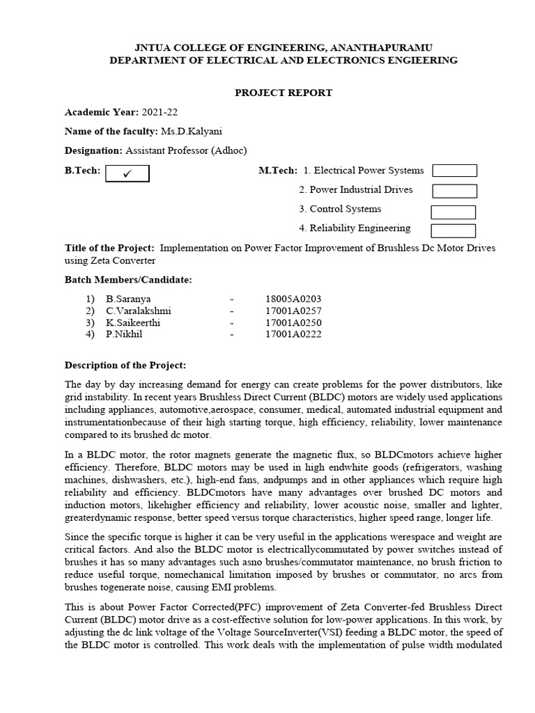 UG Project | Download Free PDF | Electric Motor | Physical Quantities