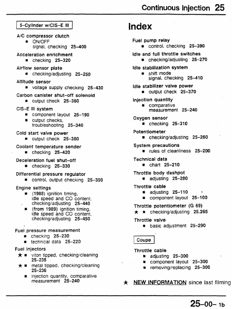 Audi 80-90 B3 (1986-1991) Service Manual - Fuel Injection - Continuous ...