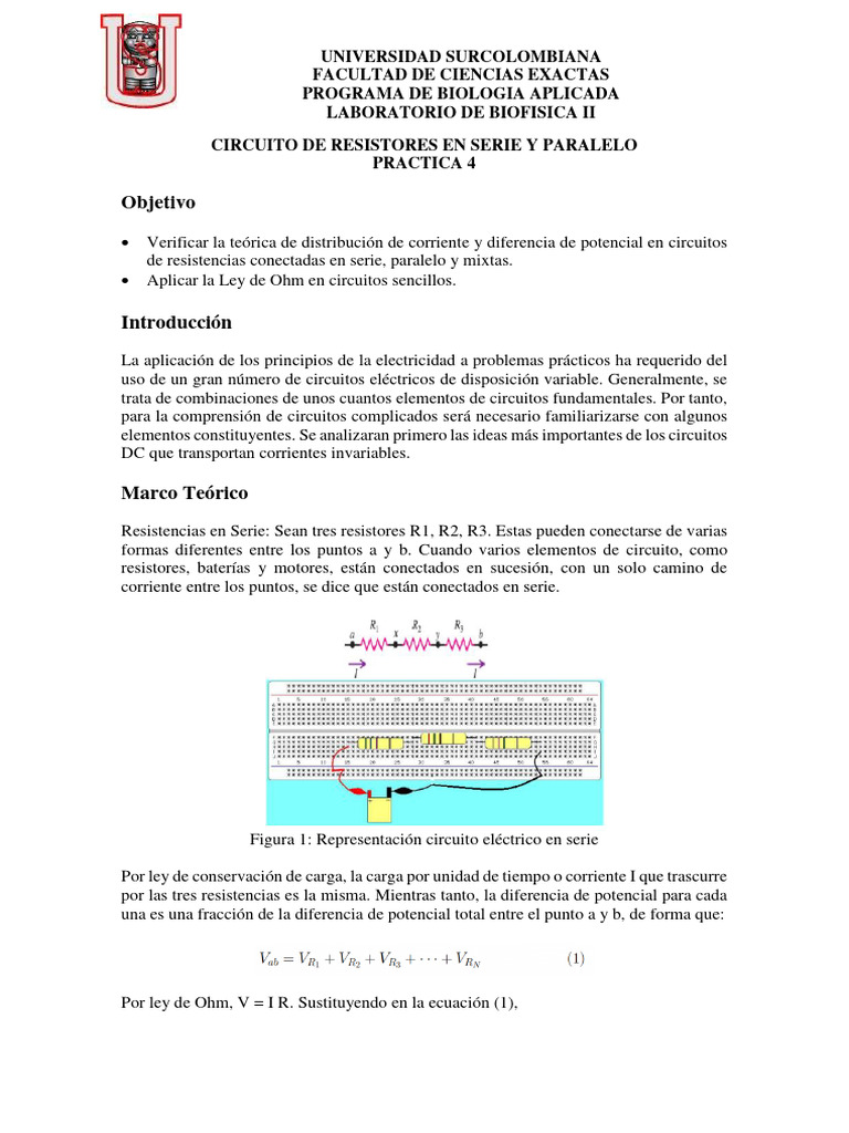 Resistencia En Serie Y Paralelo Practica 4 Descargar Gratis Pdf