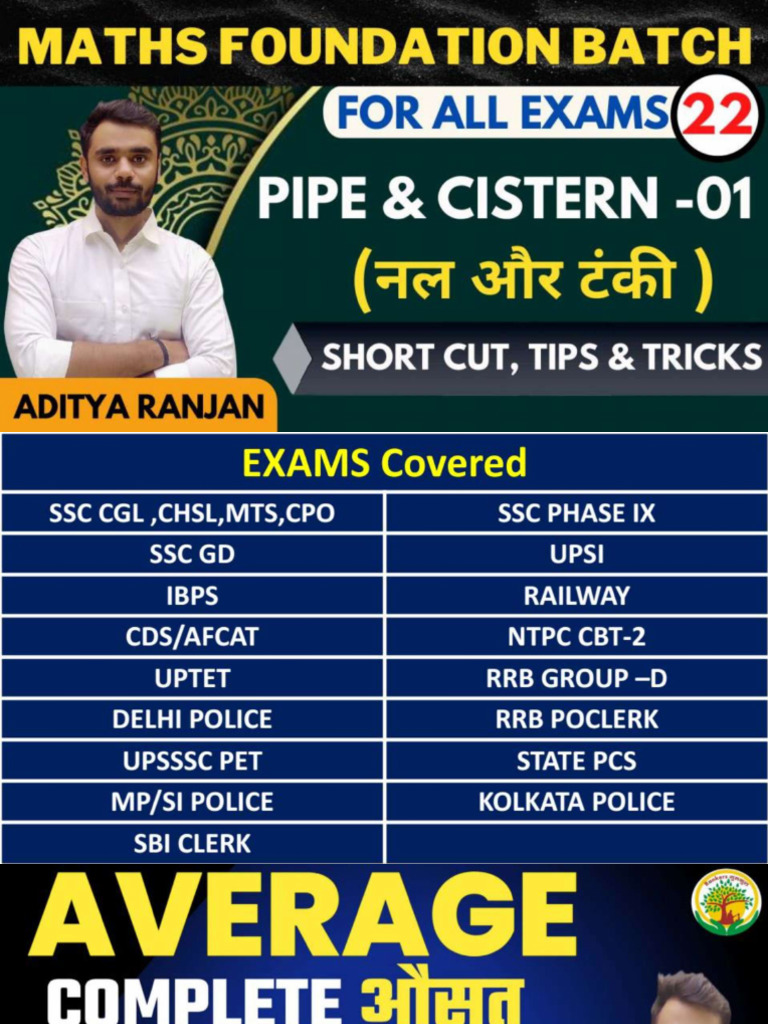 DAY 22 PIPE AND CISTERN Maths Foundation Batch | PDF