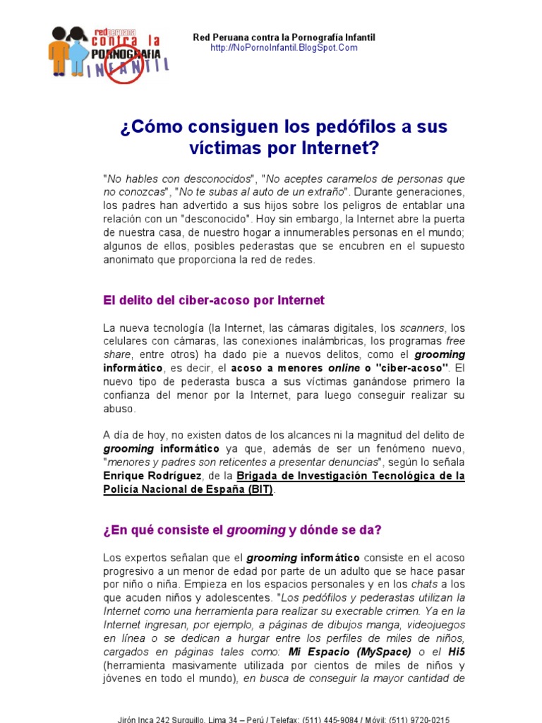 El Grooming o Delito Del Ciberacoso Infantil | PDF | Abuso Sexual ...