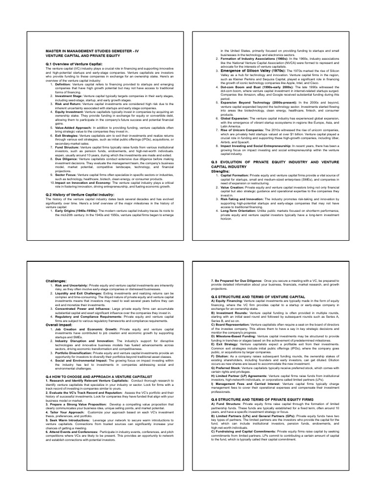 Venture Capitalandprivate Equity | PDF | Corporate Finance | Venture ...