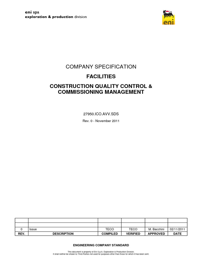 Facilities Construction Quality Control & Commissioning Management | PDF | Verification And ...