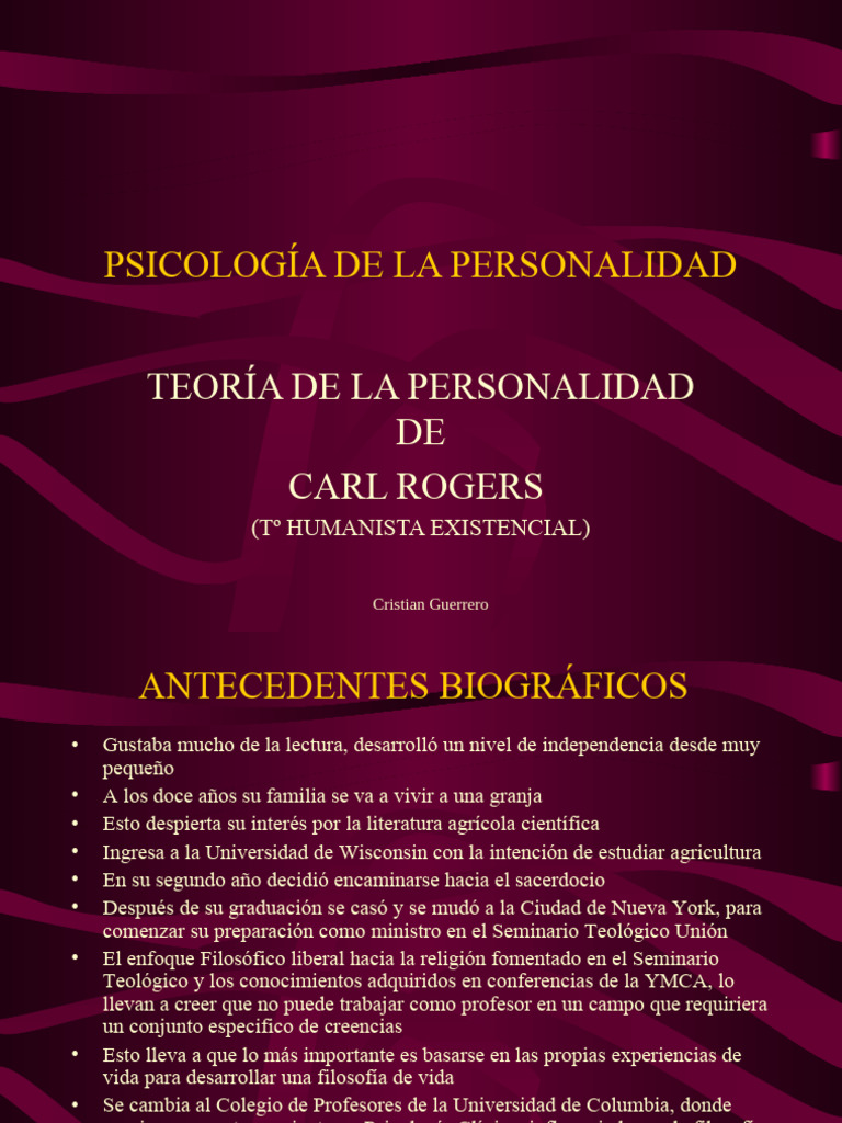 Carl Rogers - Teoria de La Personalidad | PDF | Psicología de la ...