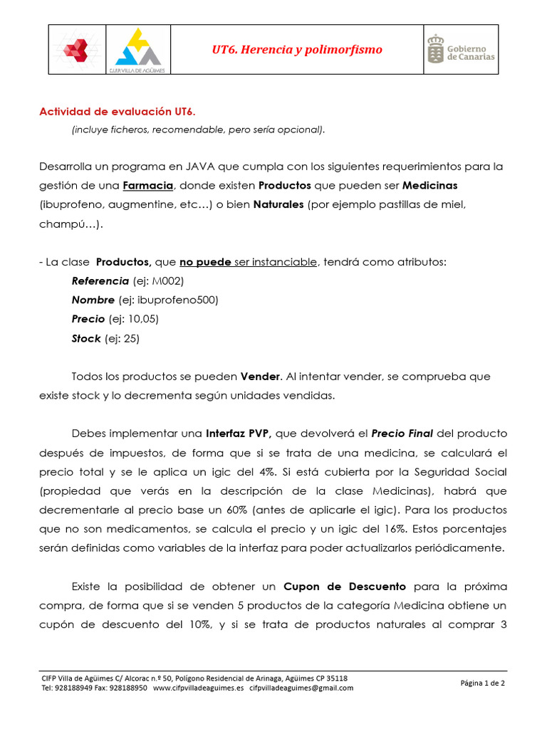 Actividad Evaluación UT6 | PDF | Cupón | Programación de computadoras