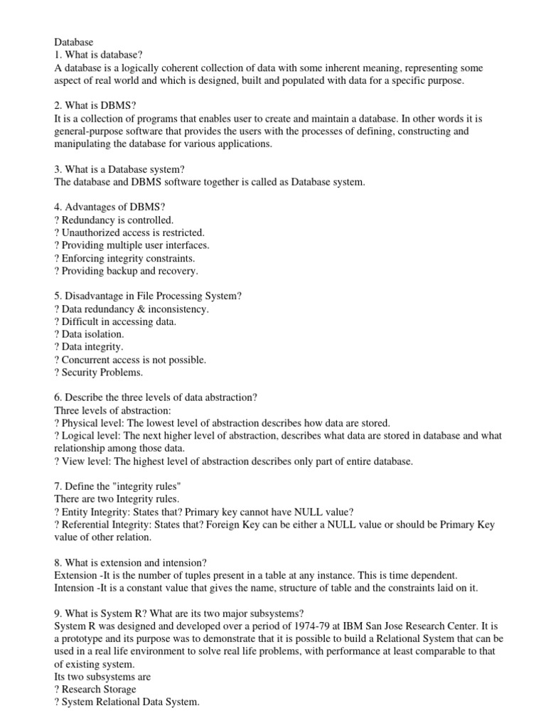 Dbms Imp Questions Answers Pdf Relational Database Databases 0008