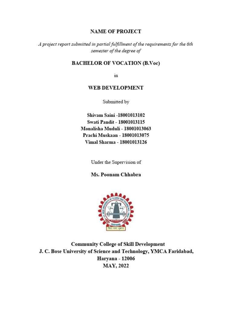 Format of Project Report | PDF | Cognition