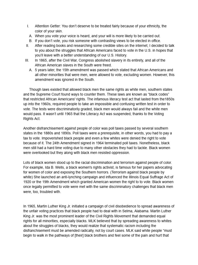 The Struggles of African Americans To Vote | PDF | Fifteenth Amendment ...