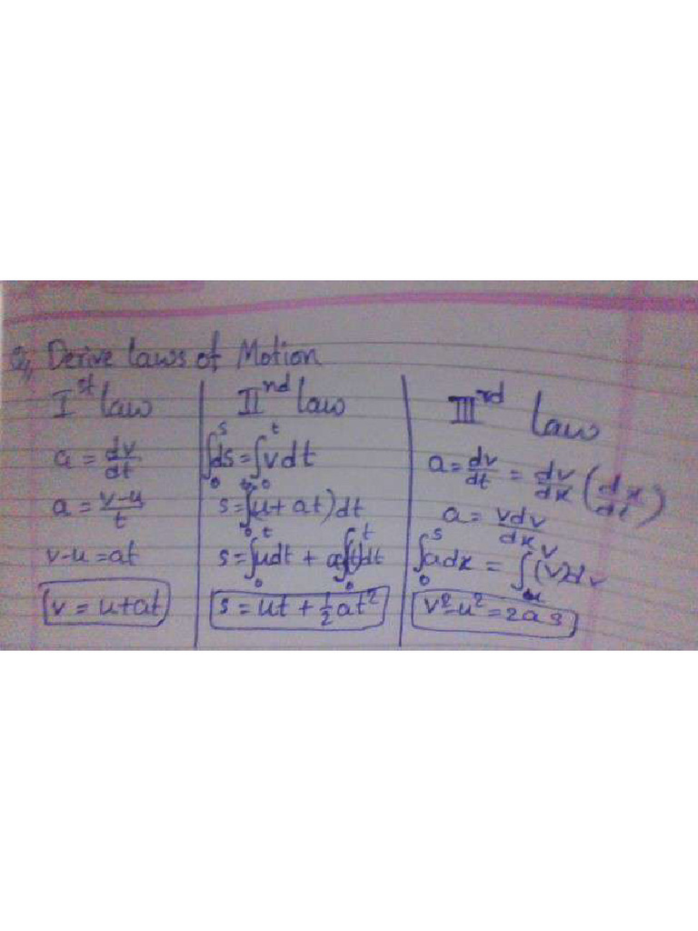 Derivation of Laws of Motion Through Calculus | PDF