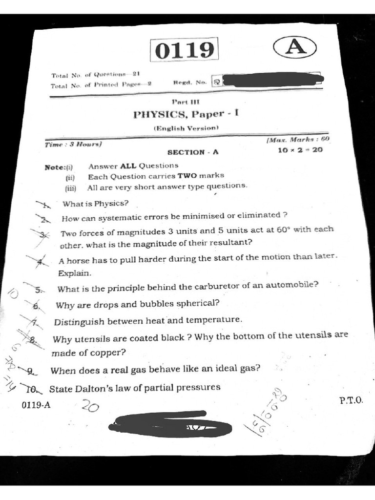 Ts Inter 1st Year Physics 2024 1 | PDF