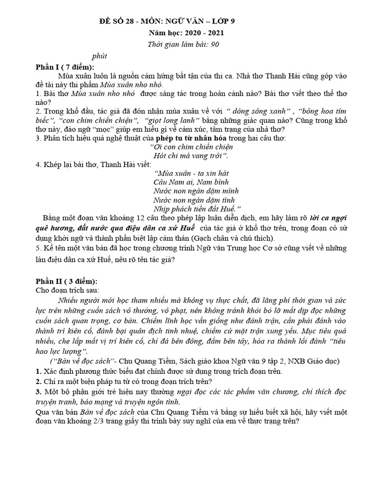 ĐỀ SỐ 28 - MXNN | PDF