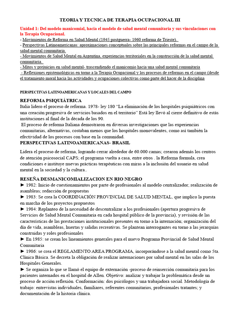 Teoria y Tecnica de Terapia Ocupacional | PDF | Invalidez | Salud mental Teoria y Tecnica de Terapia Ocupacional | PDF | Invalidez | Salud mental