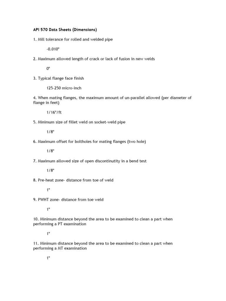 API 570 Pipe Inspection Dimensions Guide | PDF