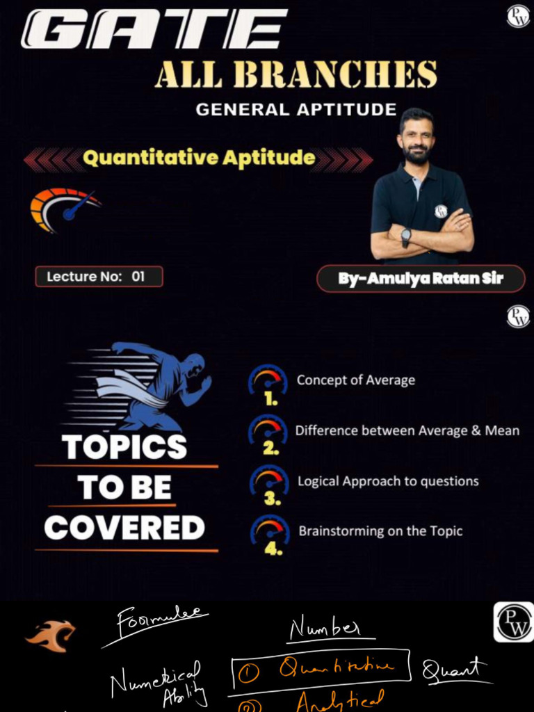 Quantitative Aptitude 01 _ Class Notes (By Amulya Ratan Sir) | PDF