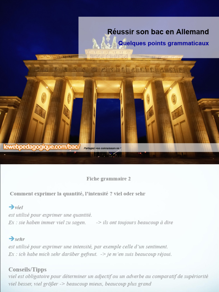 Fiches Revisions Bac Allemand Grammaire Lewebpedago | PDF | Pronom ...