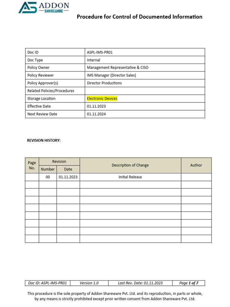 Document Control Procedure Overview | PDF | Classified Information ...