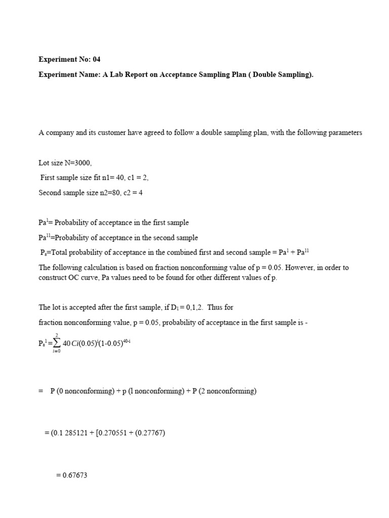 2nd Double Sampling Plan Pdf Sampling Statistics Applied