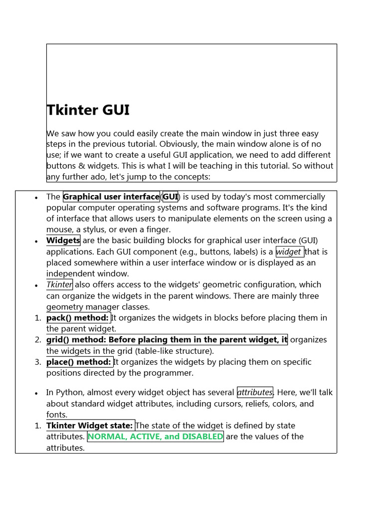 Tkinter GUI | PDF | Window (Computing) | Graphical User Interfaces