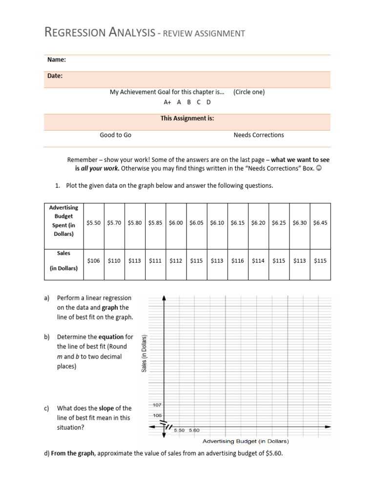 Regression Analysis Chapter Assignment - Student | PDF | Regression Analysis | Coefficient Of ...