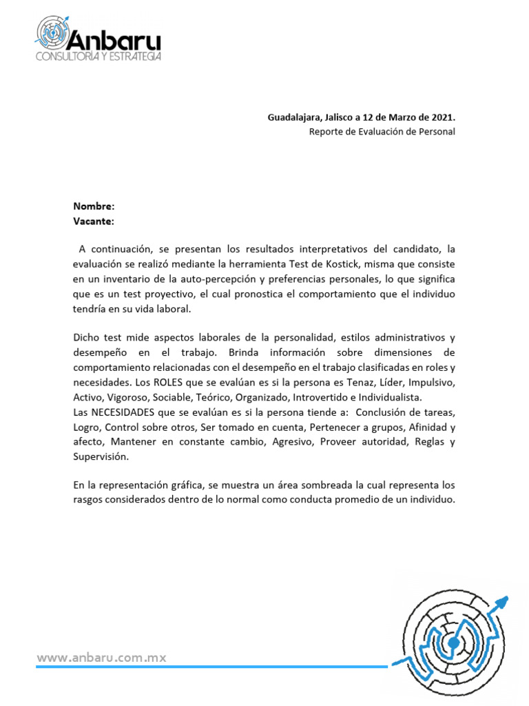 Ejemplo. Interpretación de Kostick | PDF | Comportamiento | Toma de ...