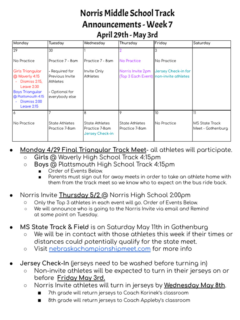 NMS Track Week 7 Announcements | PDF | Track And Field | Motorsport ...
